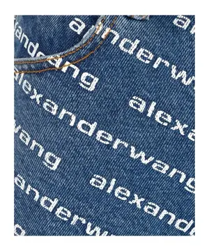 Alexander Wang Logo Monogram Denim Shorts - Blue