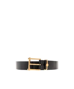 Versace Leather Belt With Medusa Buckle - Black/gold