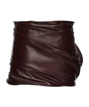 Magda Butrym Draped Leather Mini Skirt With Sculptural Rose Detail