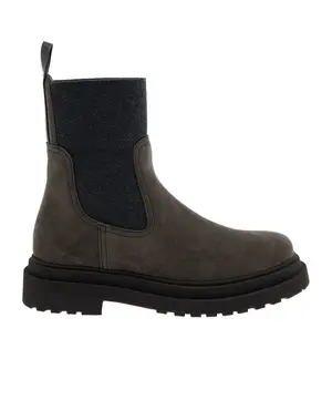 Brunello Cucinelli Ribbed-Knit Ankle Boots