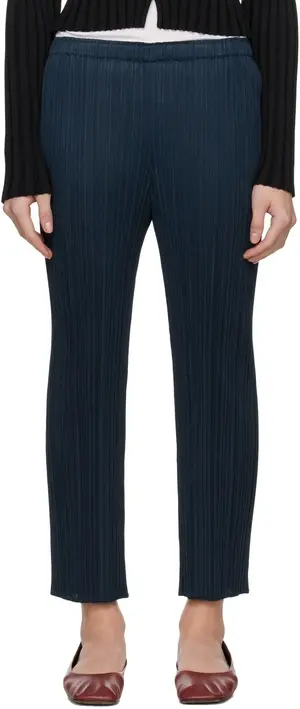 PLEATS PLEASE BY ISSEY MIYAKE Elastic Waist Pleated Casual Pants - Black