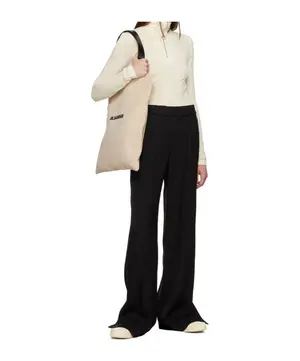 JIL SANDER Logo Detailed Tote Bag - Beige