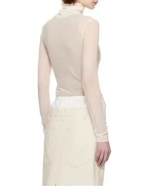 MAISON MARGIELA High Neck Sheer Bodysuit - Beige