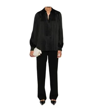 Alberta Ferretti Pleated Satin Shirt - Black
