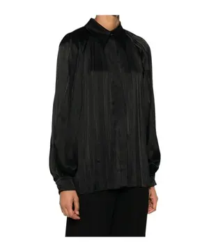 Alberta Ferretti Pleated Satin Shirt - Black
