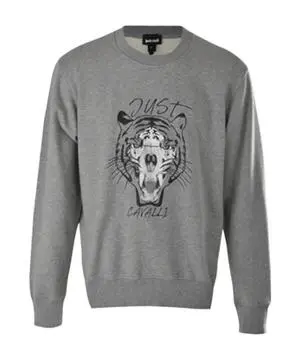 Just Cavalli Round Neck Printed Pullover - Gray