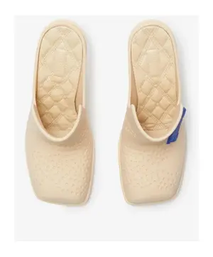 Burberry Equestrian Knight Square-toe Slip-on Mules - Nude