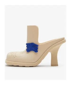 Burberry Equestrian Knight Square-toe Slip-on Mules - Nude