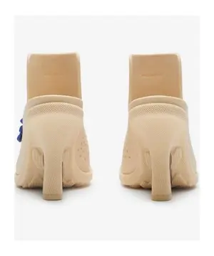 Burberry Equestrian Knight Square-toe Slip-on Mules - Nude