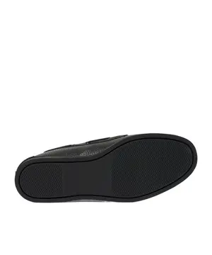 SCAROSSO Round Toe Lace Up Boat Shoes - Black