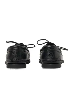 SCAROSSO Round Toe Lace Up Boat Shoes - Black