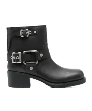 Ash Thick Heeled Short Boots - Black