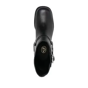 Ash Thick Heeled Short Boots - Black