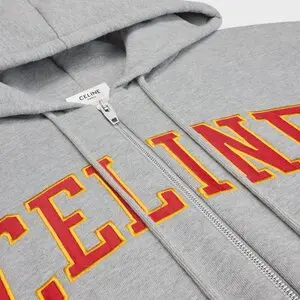 Celine Loose Zip Up Hoodie In Cotton Fleece