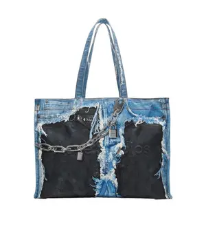 Acne Studios Denim Print Tote Bag - Black