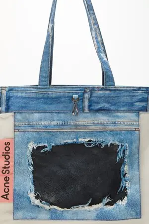 Acne Studios Denim Print Tote Bag - Black