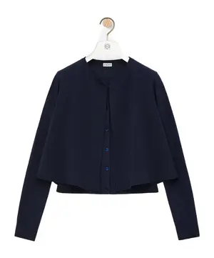 Loewe Wool Cardigan With Crossword Embroidery - Deep Navy Blue