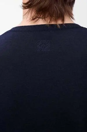 Loewe Wool Cardigan With Crossword Embroidery - Deep Navy Blue