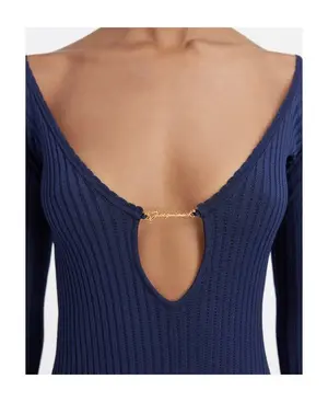 Jacquemus Long Sleeve Scalloped Mini Dress - Black