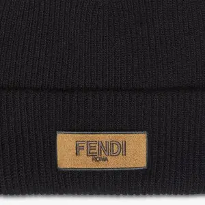 Fendi Logo Patch Beanie - Black