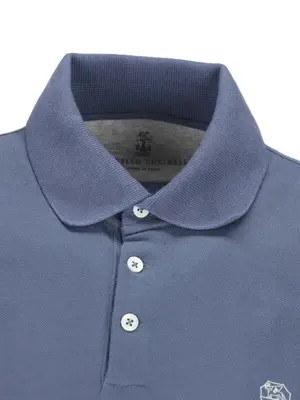 Brunello Cucinelli Logo Detailed Short-sleeved Polo Shirt - Blue