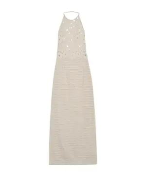ZEUSDIONE Serica Crochet Maxi Dress With Side Slits - Ivory