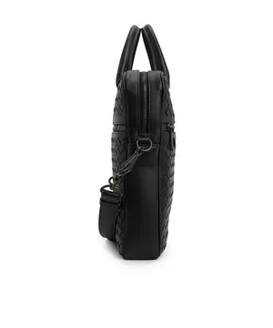 Bottega Veneta Intreciato Leather Briefcase - Black