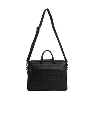 Bottega Veneta Intreciato Leather Briefcase - Black