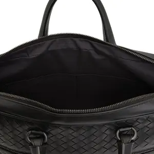Bottega Veneta Intreciato Leather Briefcase - Black