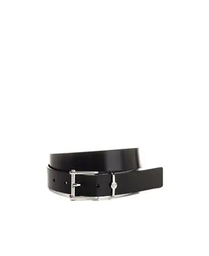 Versace Logo Engraved Buckle Belt - Black