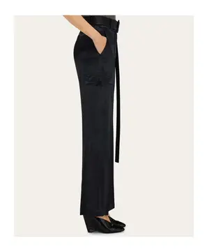 FERRAGAMO Belted Waist Satin Cargo Trousers