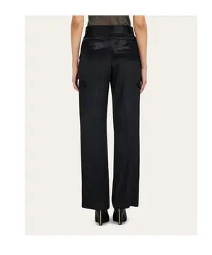 FERRAGAMO Belted Waist Satin Cargo Trousers