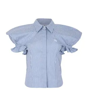 VIVIENNE WESTWOOD Vivienne Westwood Striped Shirt With Logo Embroidery Blue