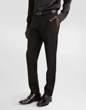 Dolce & Gabbana Satin Striped Tailored Trousers - Black