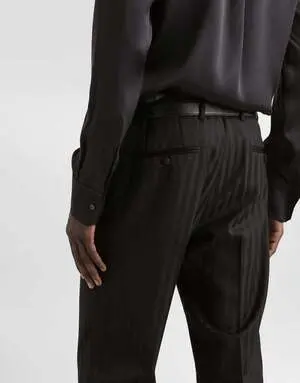 Dolce & Gabbana Satin Striped Tailored Trousers - Black