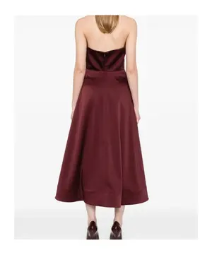 Rebecca Vallance Merlot Midi Dress With Bow Detail - Red
