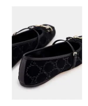 Gucci Gg Crystal Horsebit Ballet Flat - Black