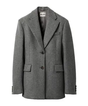 Miu Miu Single-breasted Wool Jacket With Notched Lapels - Hematite