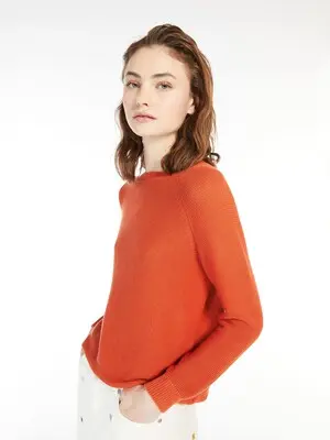 Max Mara Orange Ribbed Round Neck Sweater
