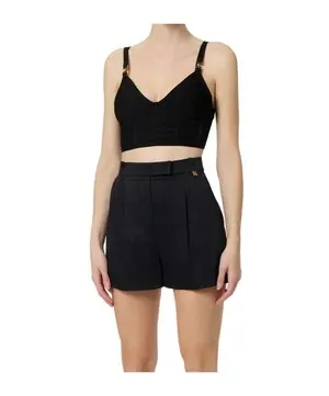 Elisabetta Franchi 3d Knit Top With Metallic Details
