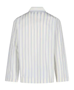 TEKLA Striped Long-sleeved Shirt Pajamas - White