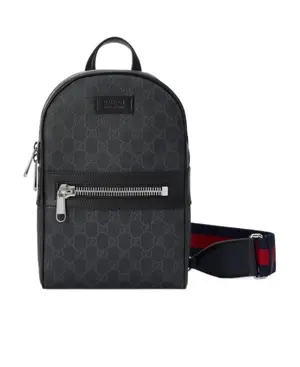 Gucci Gg Monogram Backpack - Black
