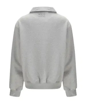 Miu Miu Zippered Cotton Fleece Jacket - Grey