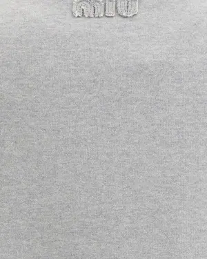 Miu Miu Zippered Cotton Fleece Jacket - Grey