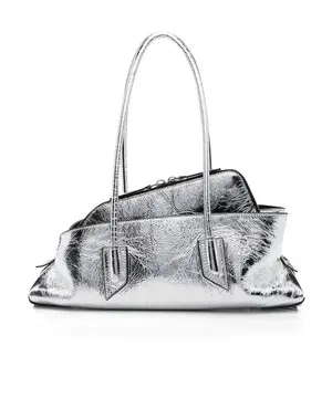 Attico The Crinkled Double-handle Shoulder Bag - Silver