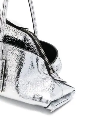 Attico The Crinkled Double-handle Shoulder Bag - Silver