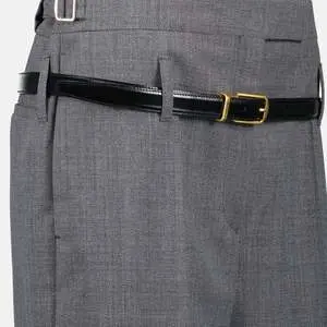 Prada Belted Blend Trousers - Slate Grey
