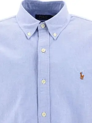 Polo Ralph Lauren Logo Embroidered Curved Hem Shirt - Blue