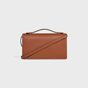 Celine Medium Triomphe Folio In Natural Calfskin - Tan
