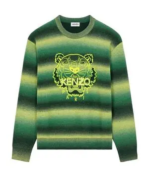 Kenzo Embroidered Tiger Motif Pullover - Green